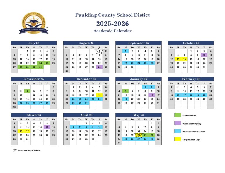 Paulding County Schools Calendar 25-26 [PDF] - EduCounty
