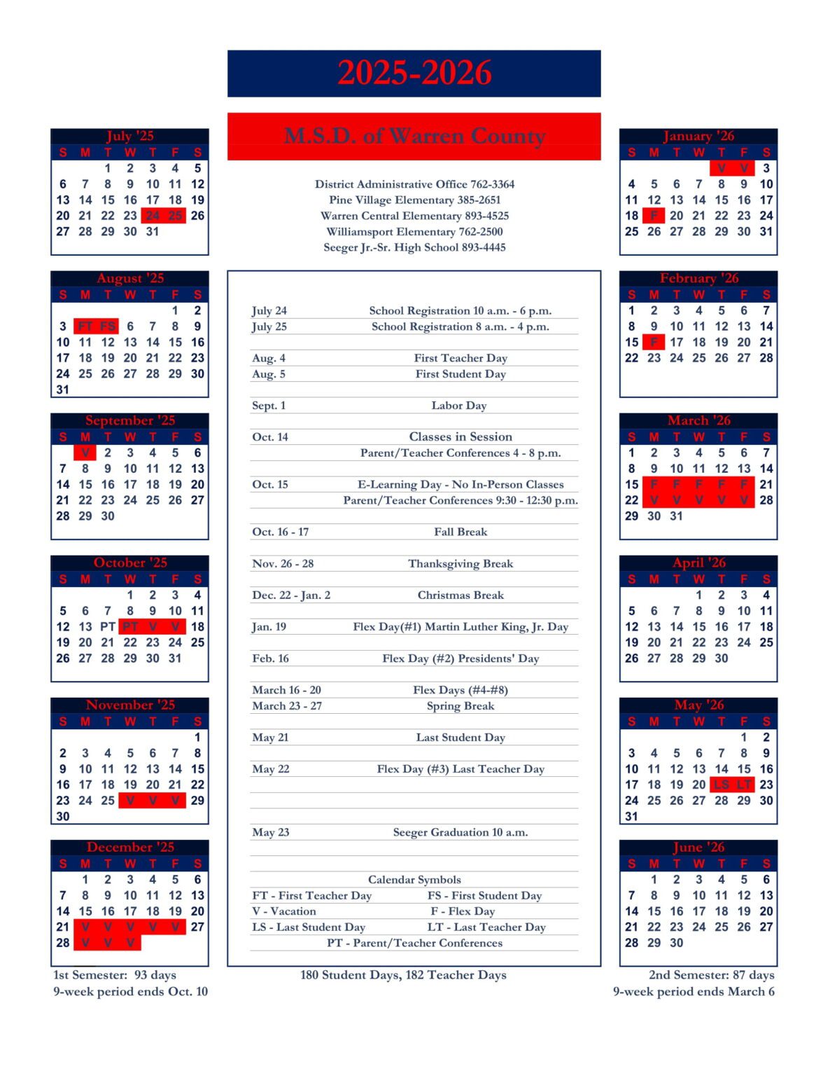 M.S.D. of Warren County Calendar 25-26 Revised [PDF] - EduCounty