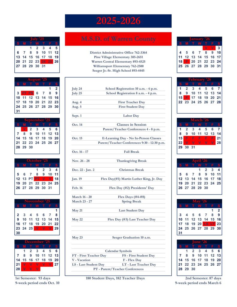 M.S.D. of Warren County Calendar 25-26 Revised [PDF] - EduCounty