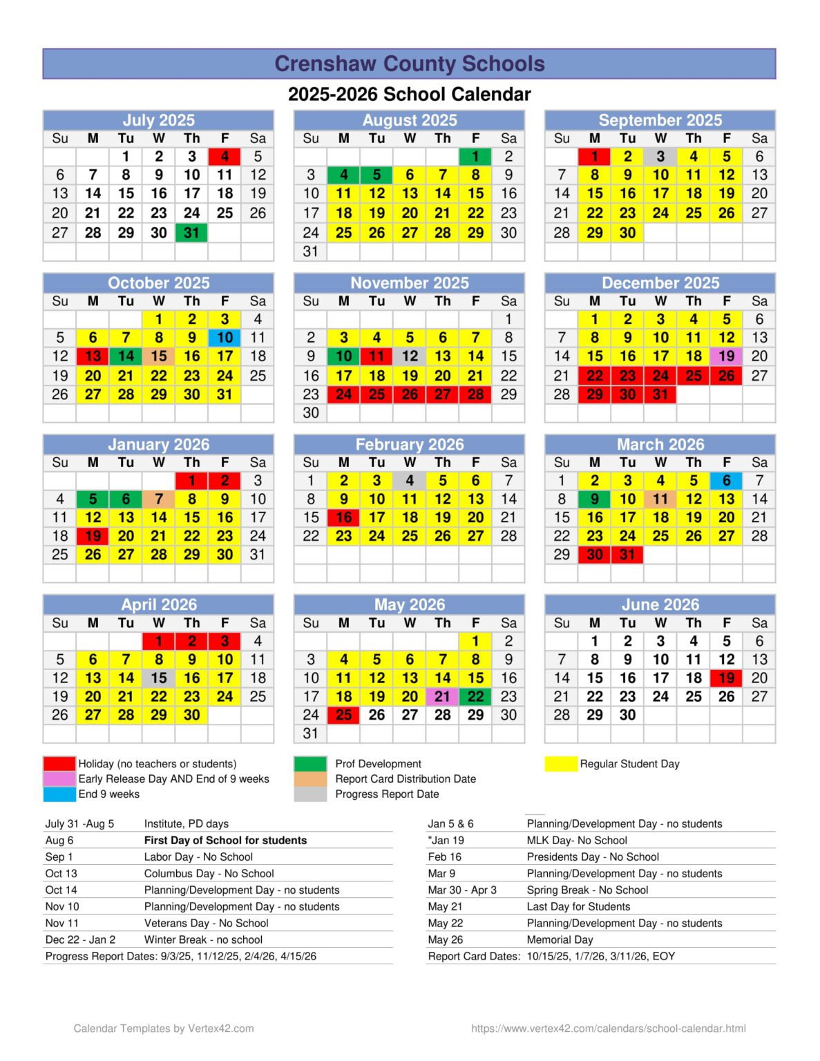 Crenshaw County Schools AL Calendar 25-26 Revised [pdf] - EduCounty
