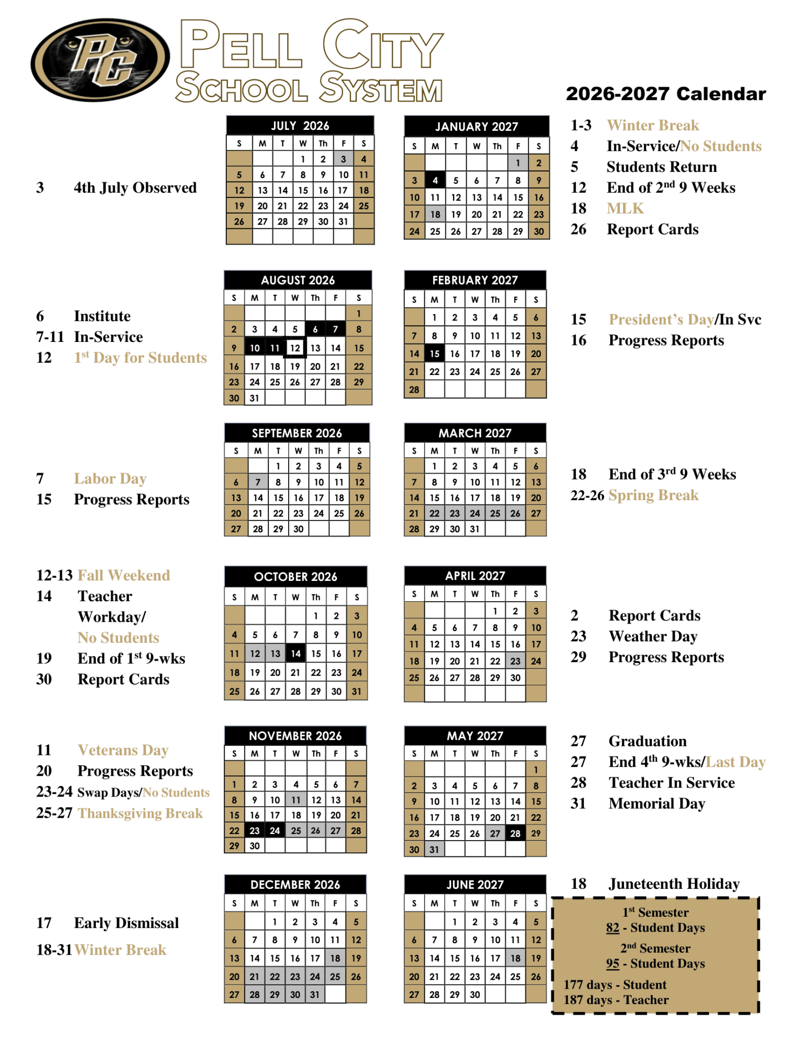 Pell City School System AL Calendar 26-27 Revised [PDF] - EduCounty
