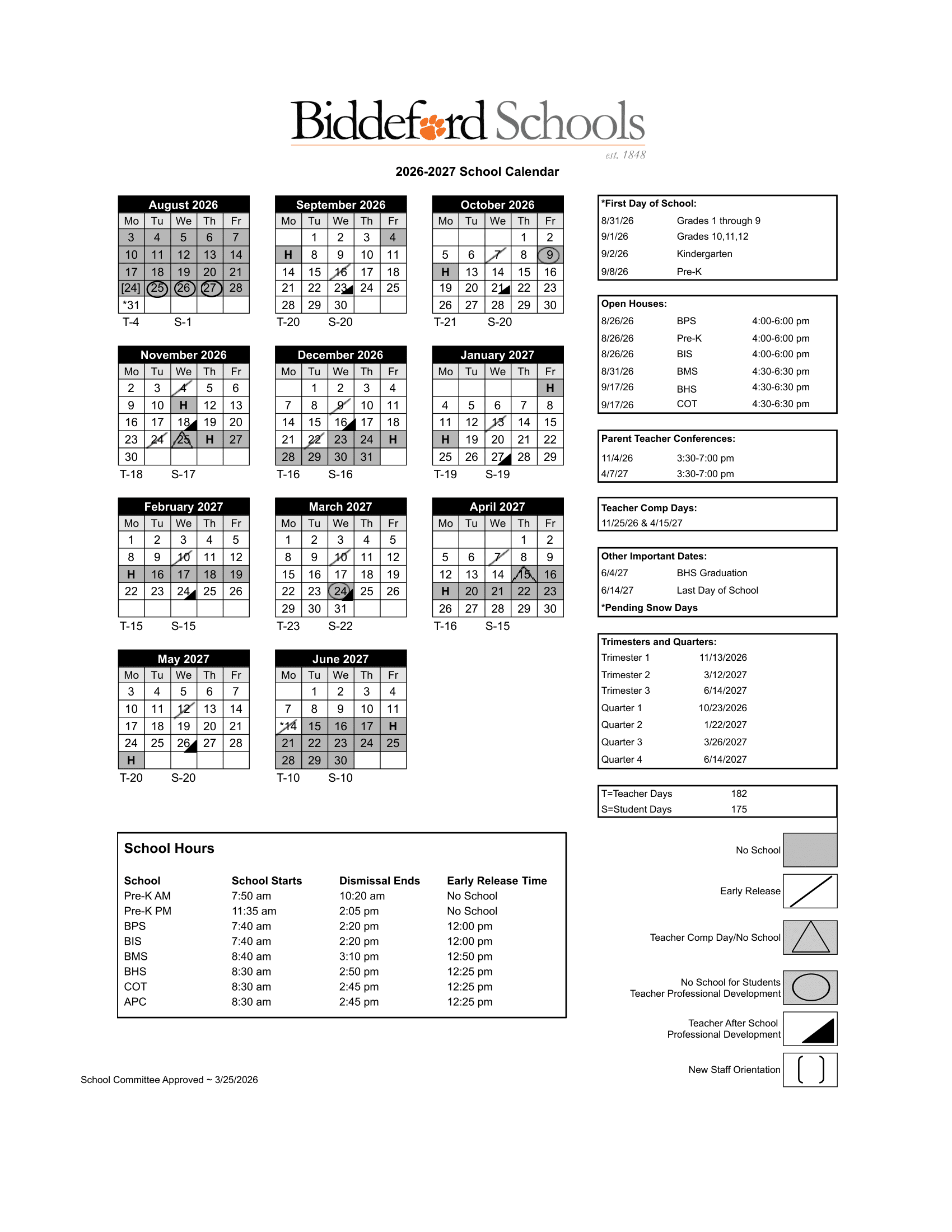 Biddeford Schools Calendar 26-27 Revised - EduCounty