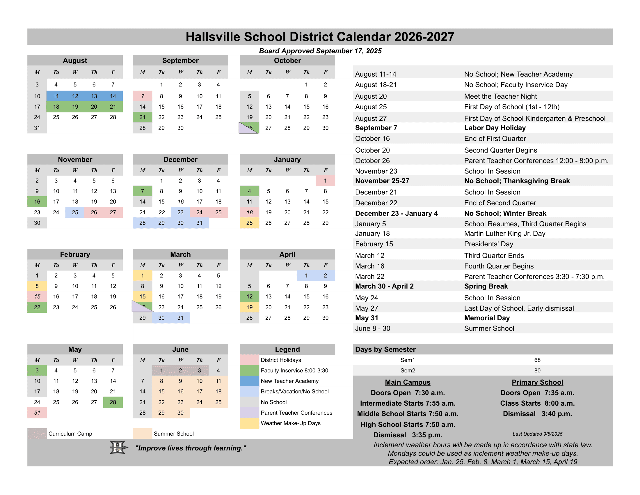 Hallsville School District Calendar 26-27 Revised - EduCounty