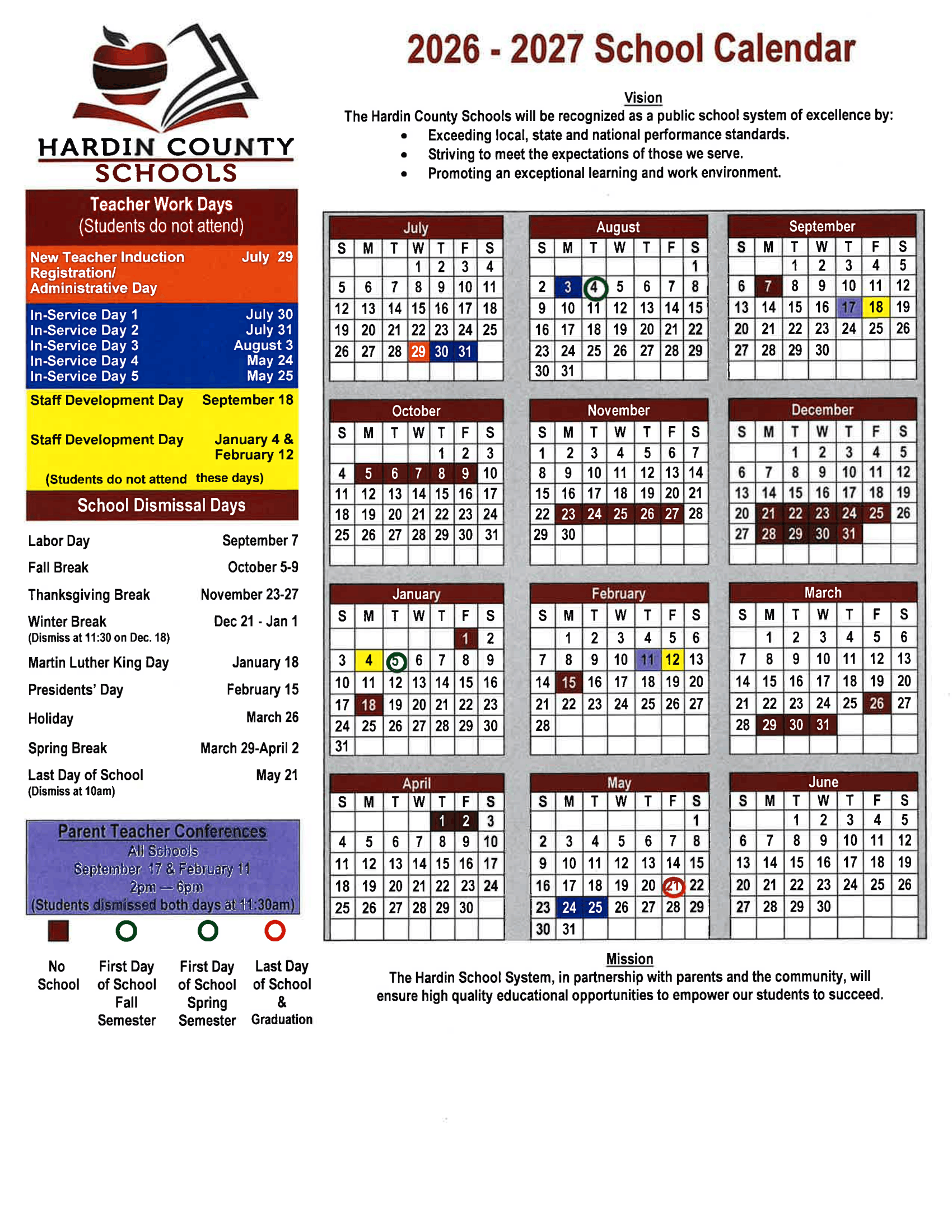 Hardin County Schools Calendar 26-27 Rev V1 - EduCounty