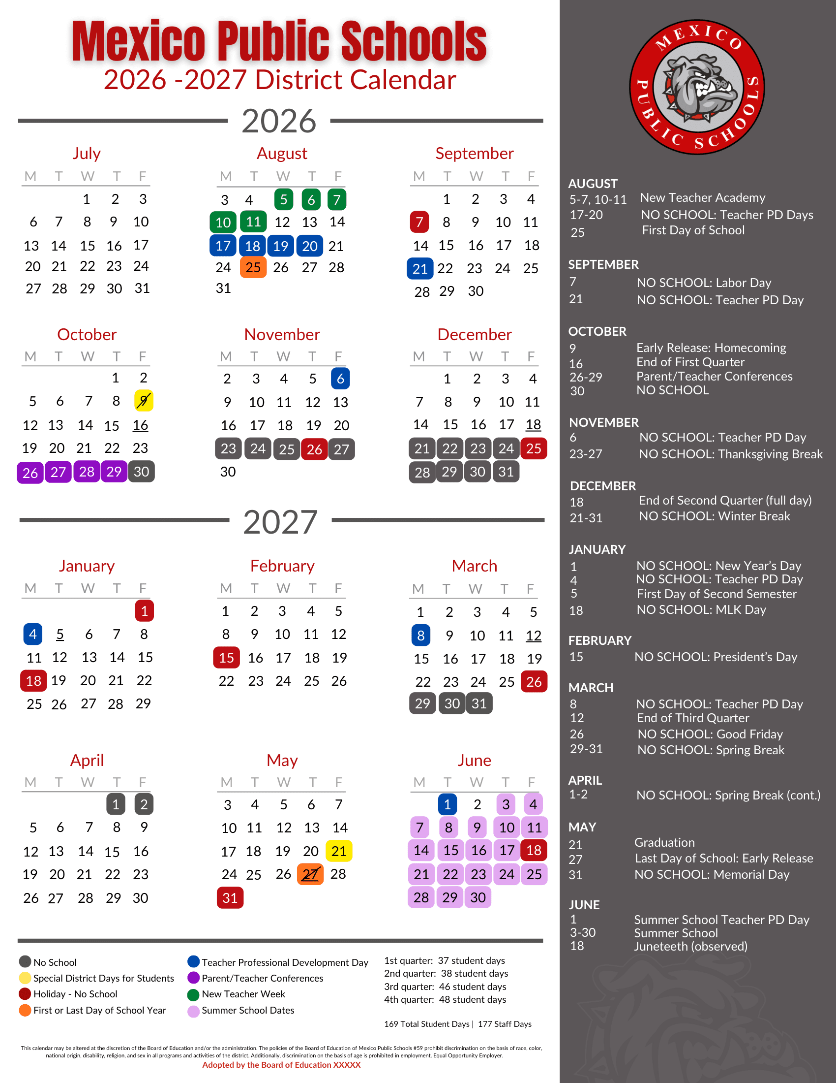 Mexico Public Schools Calendar 26-27 Revised - EduCounty