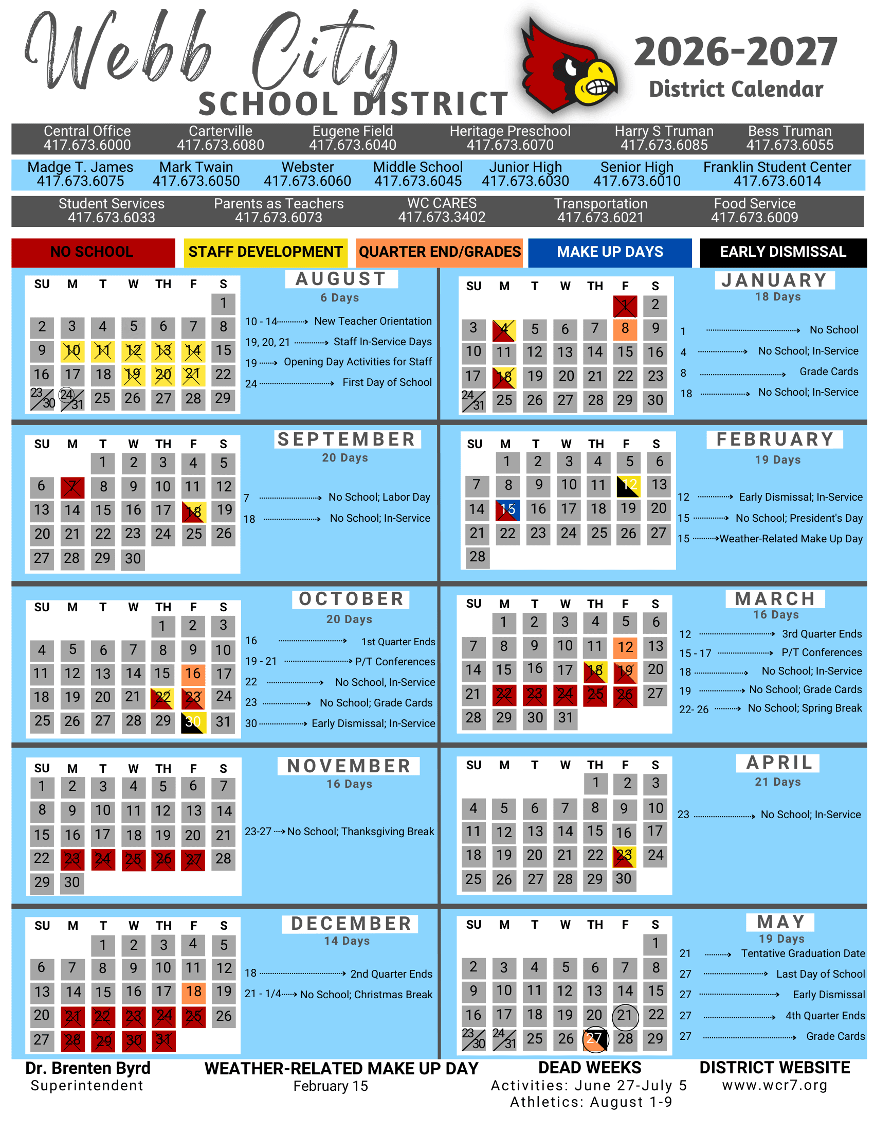 Webb City School District Calendar 26-27 Revised - EduCounty